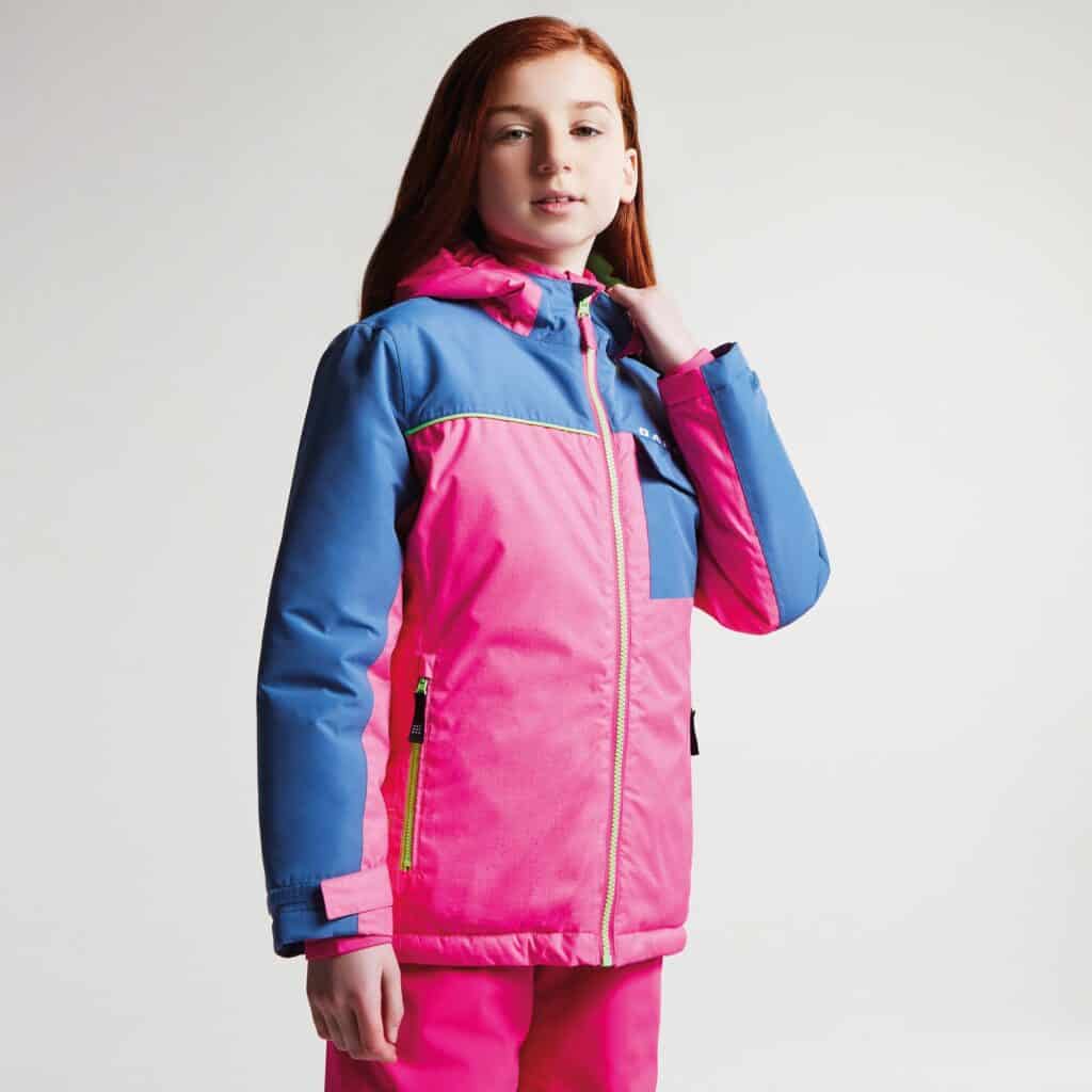 Junior female ski and winter jacket. Dare2B. Jester. Pink/Blue - Ski 3 Up
